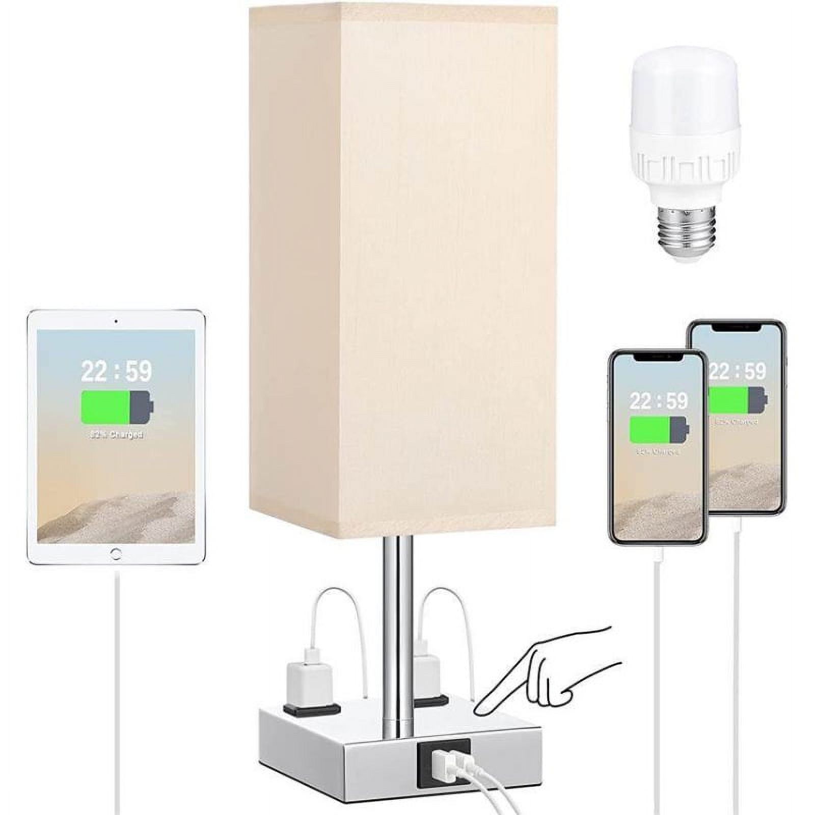 3 Way Touch Lamps Beside Desk, Touch Control Table Lamp with USB A+C ...