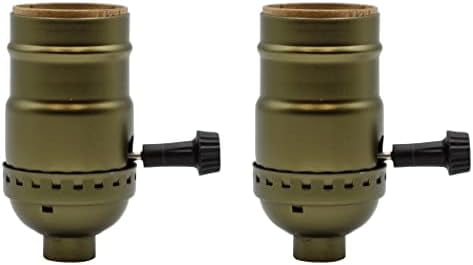 3-Way Turn Knob Lamp Sockets, Medium Base, Antique Brass Shell ...