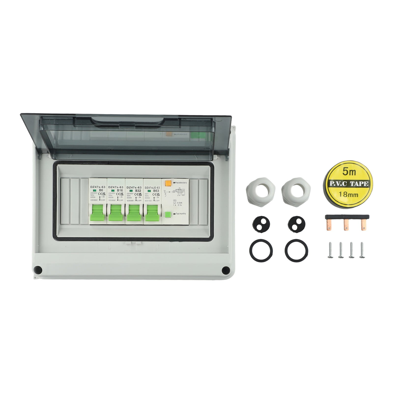 3 Way Waterproof Distribution Box 63A AC220V Leakage Protection Circuit ...