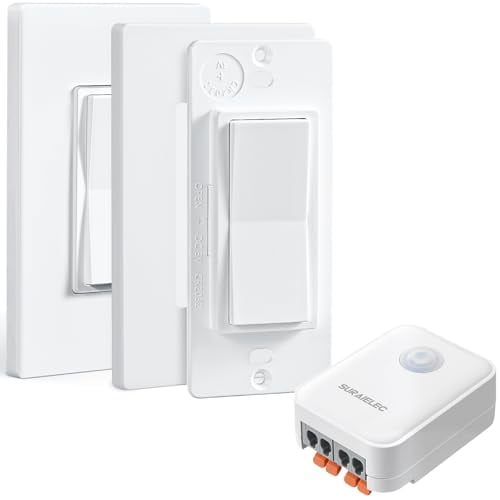 3-Way Wireless Remote Control Light Switch & Receiver Kit, 15A RF Wall ...