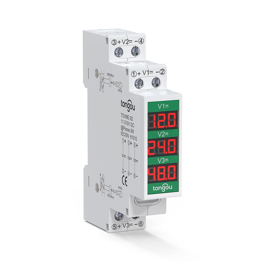 3-Way for Din Rail Mount Voltage Meter DC11V-310V LED Digital Display ...