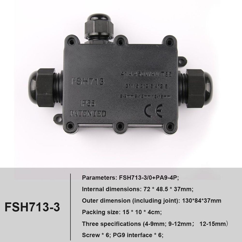 3 Ways Waterproof Branch Box Distribution Box Connection Box Connector ...