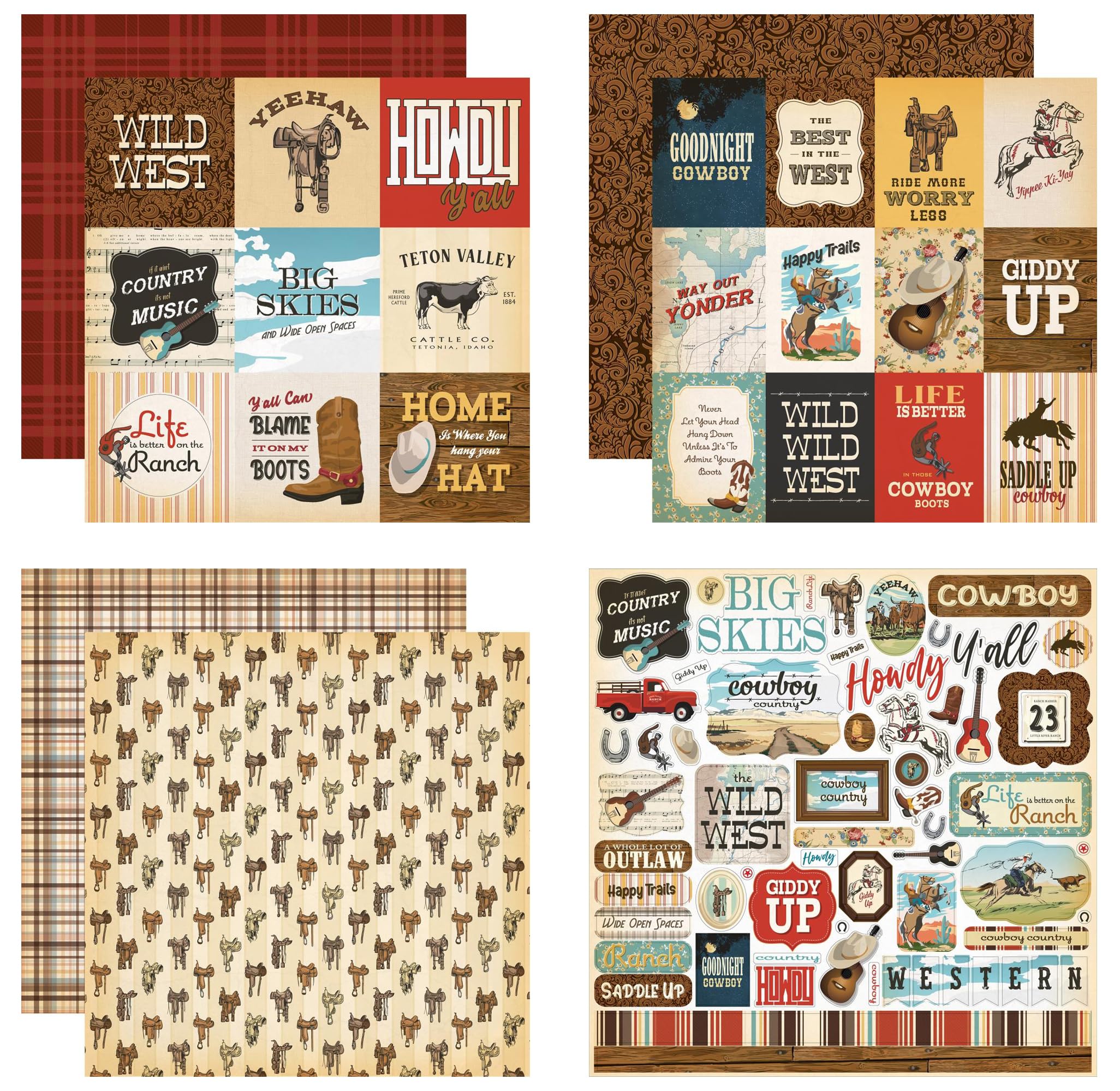 3 Western Scrapbook Paper TSF6 - 1 Western Scrapbook 12x12 Western ...