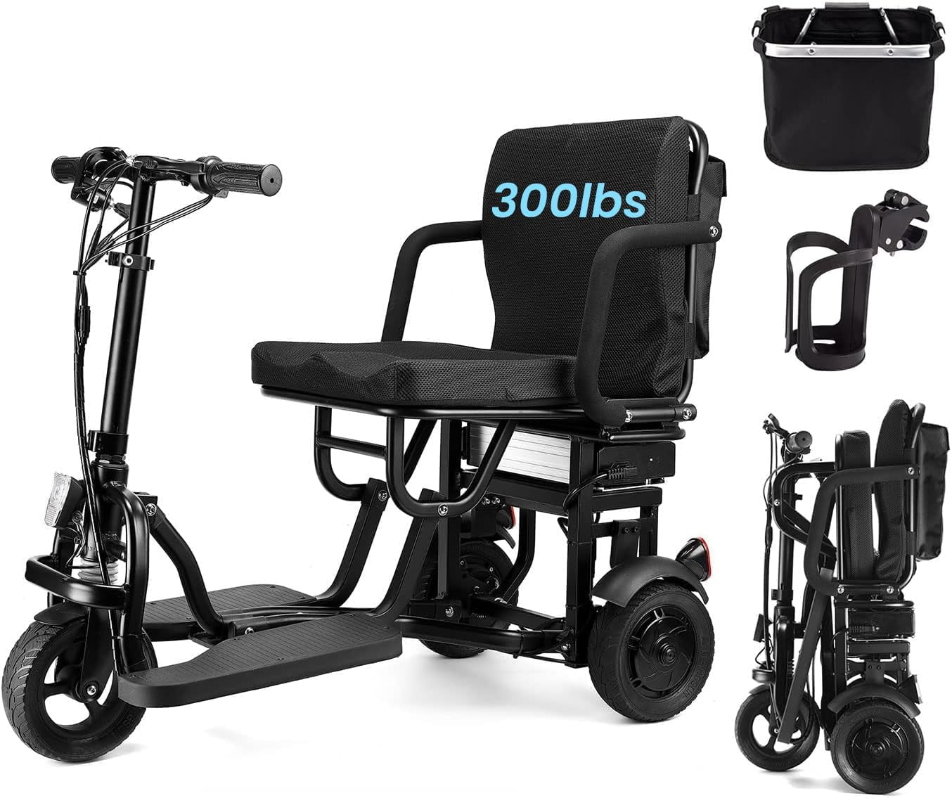 3 Wheel Electric Powered Mobility Scooter,Foldable Aluminum Electric ...