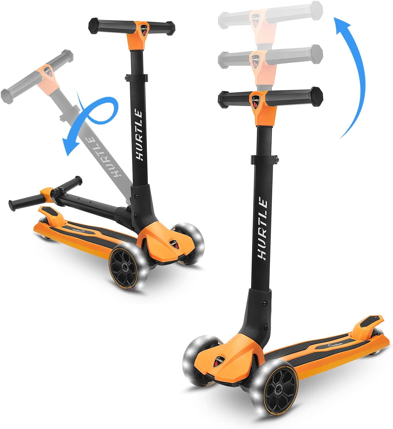 3-Wheel Foldable Kids Scooter - Child Toy Scooter with Built-in LED ...