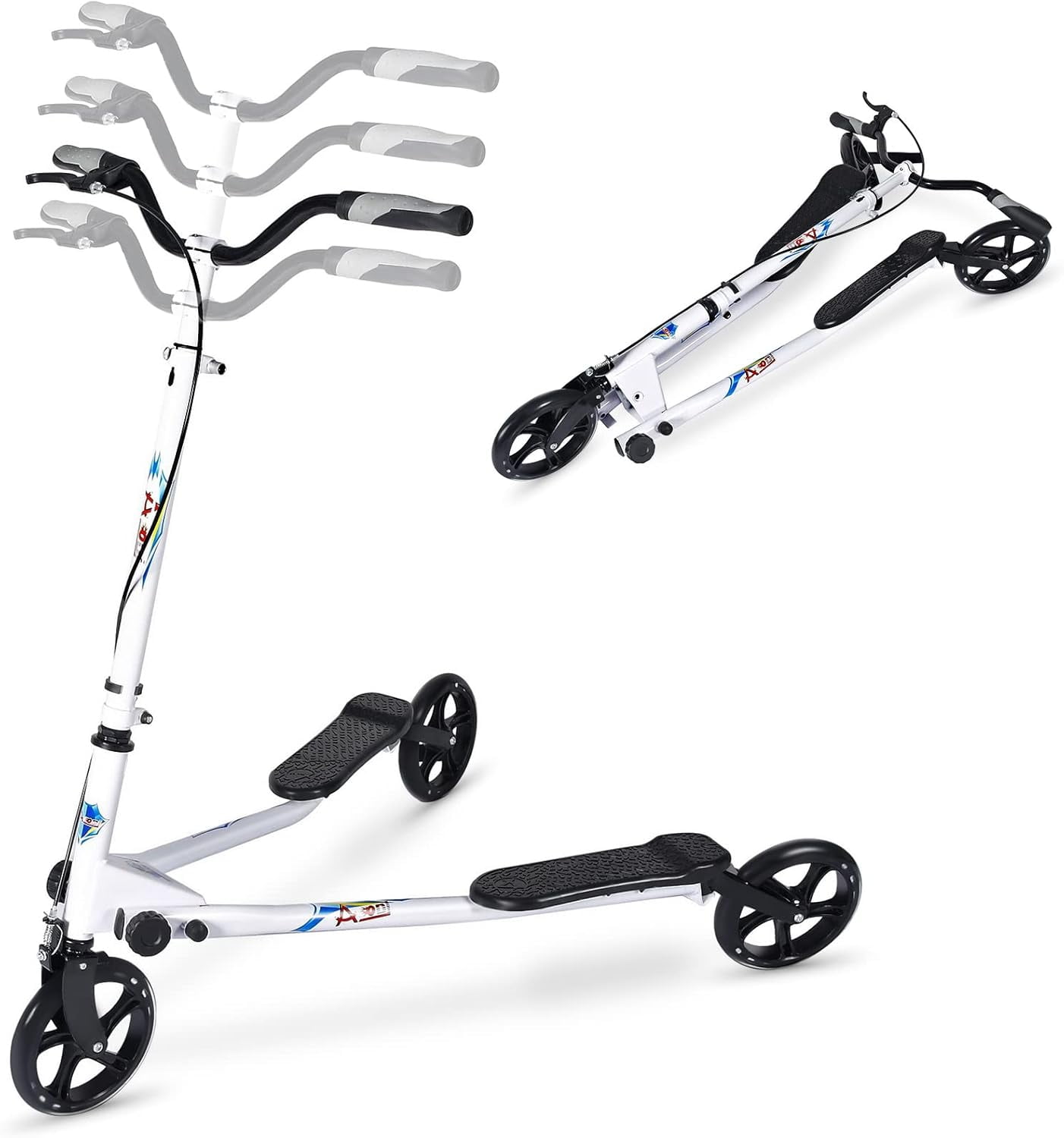 3 Wheel Foldable Scooter Swing Scooter Tri Slider Kick Wiggle Scooters ...