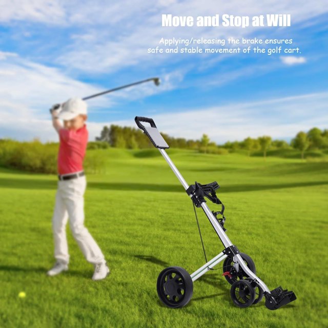 3-Wheel Golf Push Pull Cart Lightweight Folding Golf Walking Push Cart ...