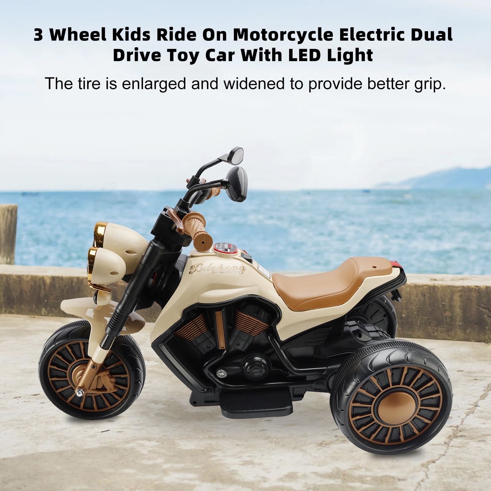 3 Wheel Kids Ride On Motorcycle Electric Dual Drive Toy Car With LED ...