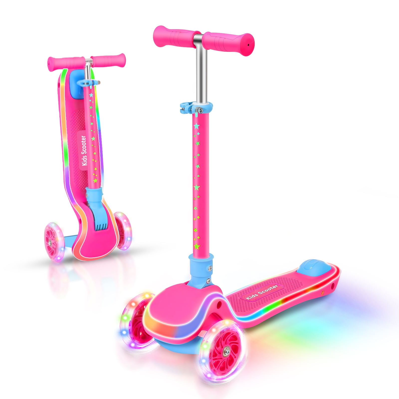3-Wheel Light-Up Kids Scooter, 20 Different Light Patterns,Three ...