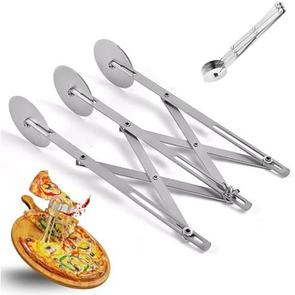 3-Wheel Pastry Cutter, Stainless Steel Pizza Cutter, Expandable Multi ...