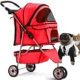3-Wheel Pet Stroller, Lightweight Foldable Dog Stroller for Small ...