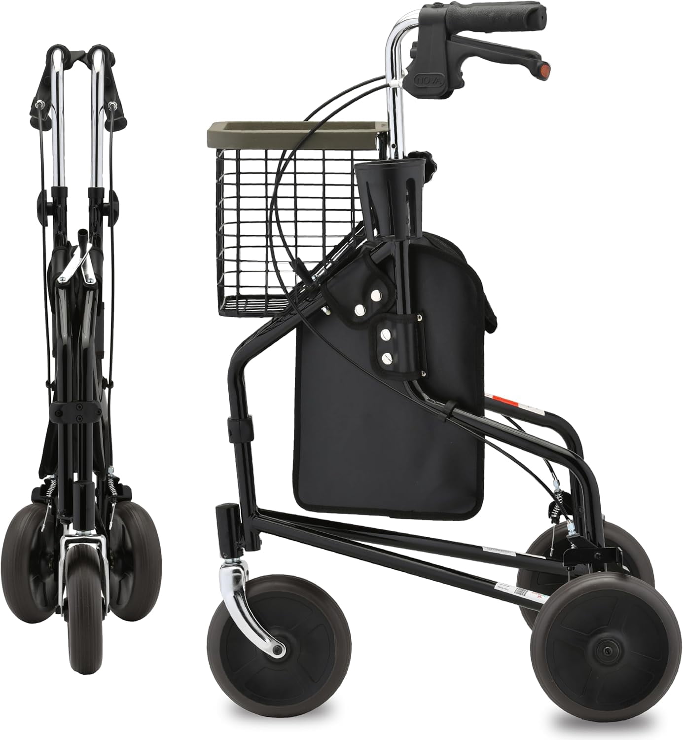 3 Wheel Rollator Walker – All Terrain Folding Walker for Seniors ...