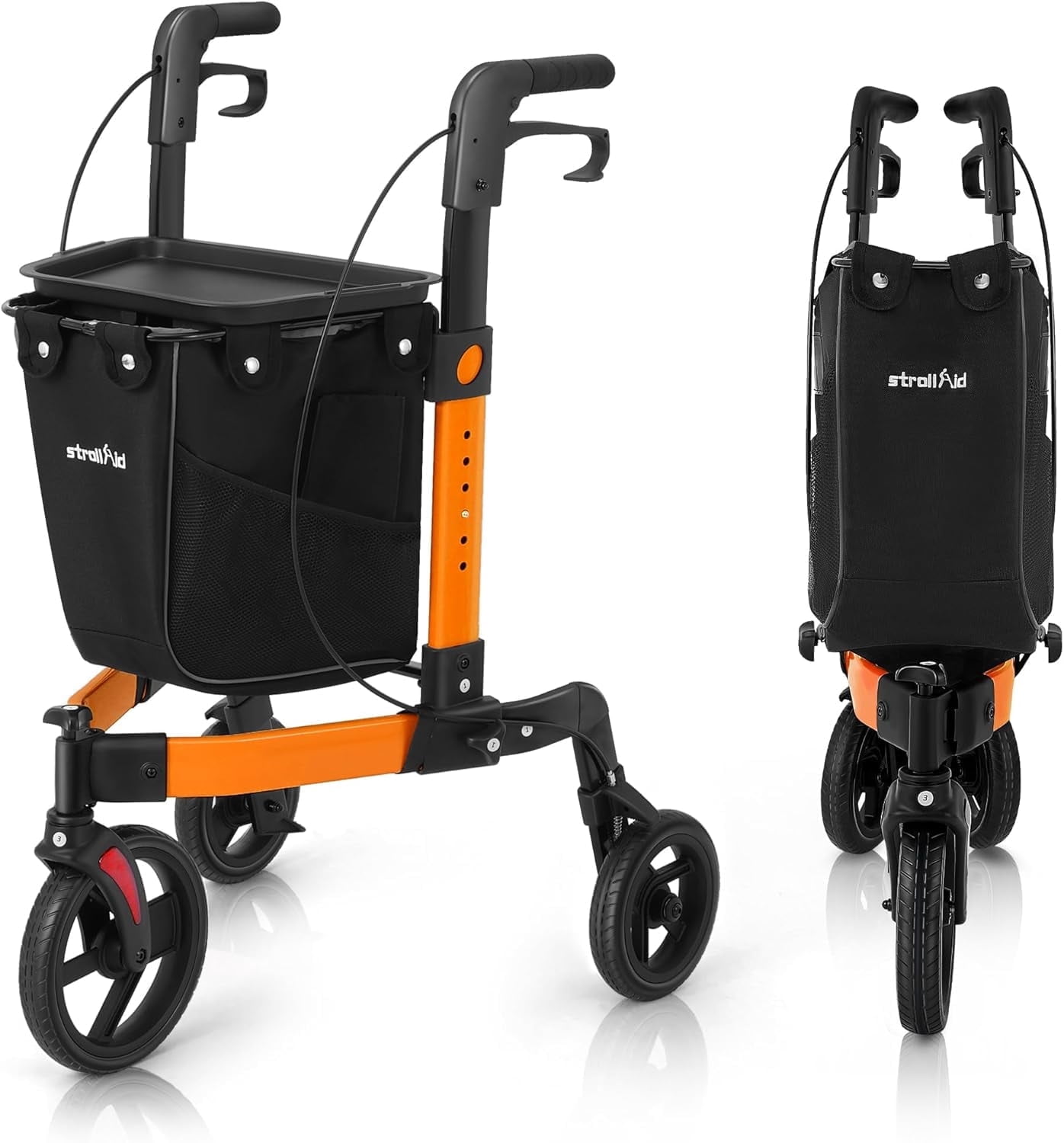 StrollAid 3 Wheel Walkers for Seniors, Foldable Rollator Walker with ...