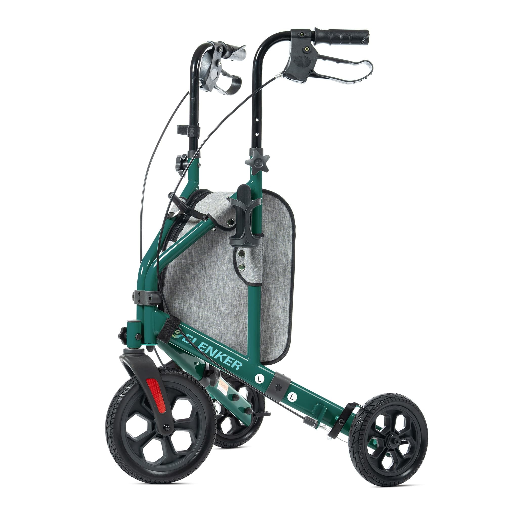 3 Wheel Rollator Walker for Seniors, All Terrain Mobility Aid with 10 Inch Tires, Compact ...