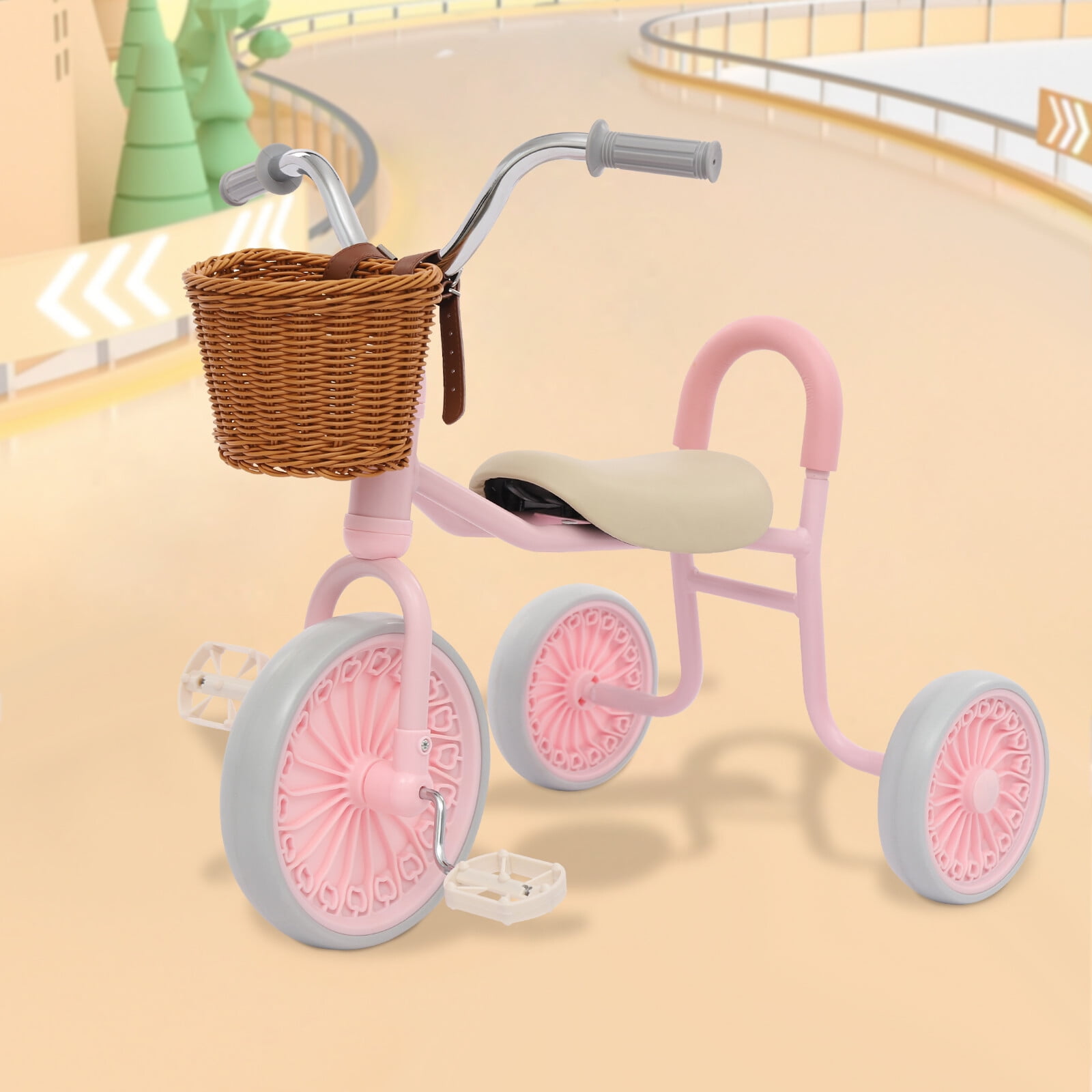 3-Wheel Tricycle Bricyle Children w/ Seat Backrest Kids Trike For 2-6 ...