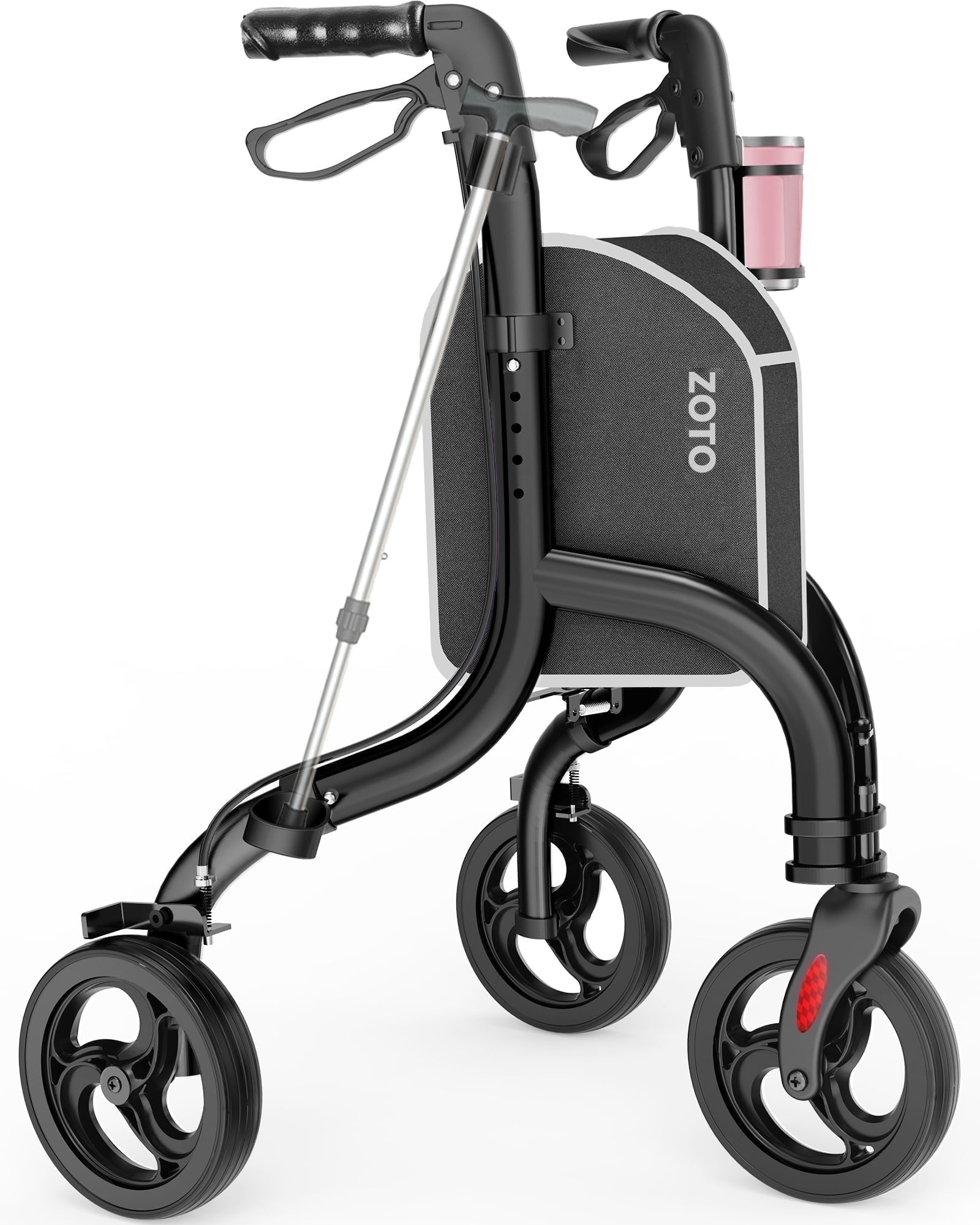 ZOTO Foldable 3 Wheel Walker for Seniors, Lightweight Rollator with ...