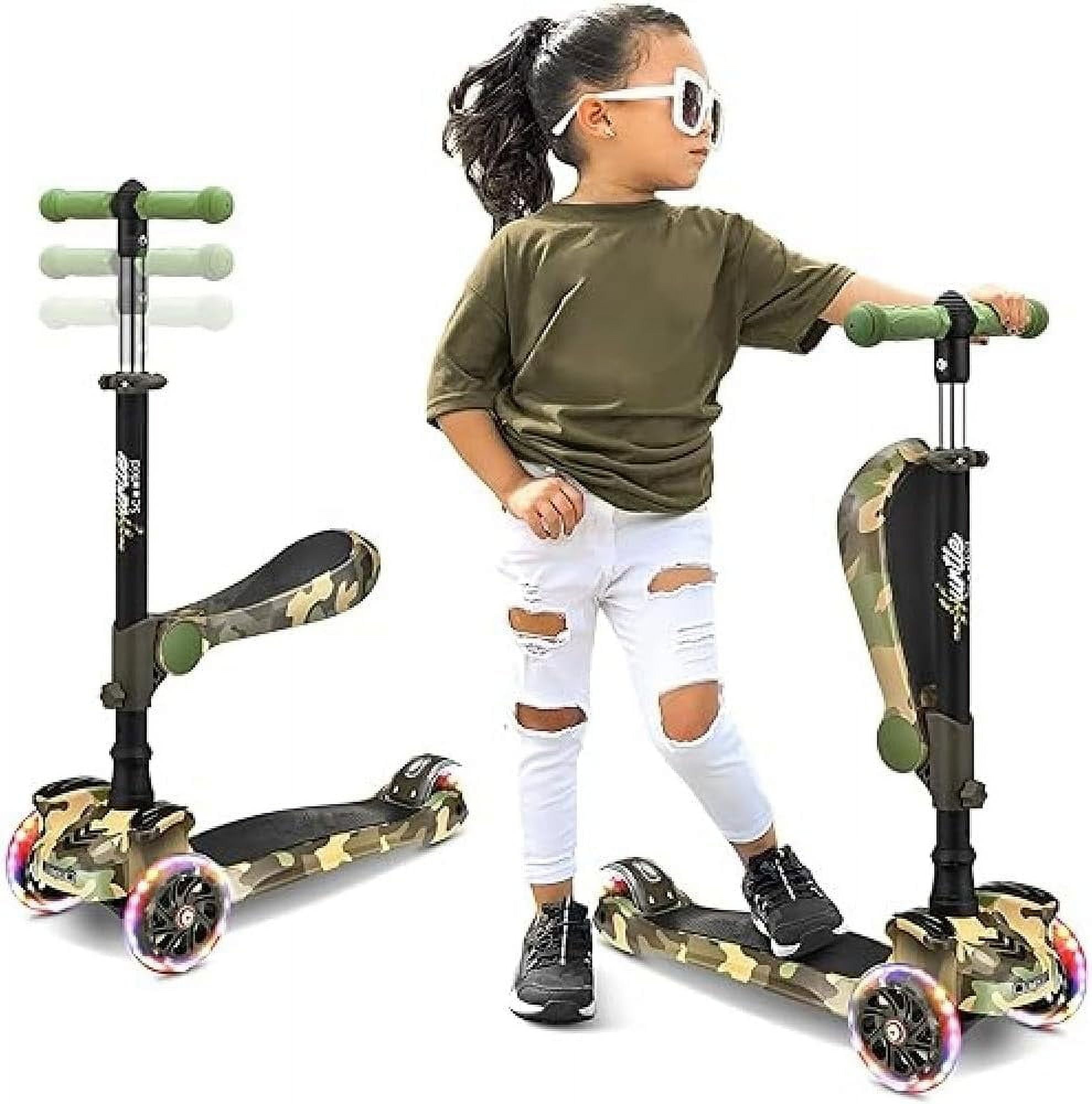 3-Wheeled Scooter for Kids - Wheel LED Lights, Adjustable Lean-to-Steer ...