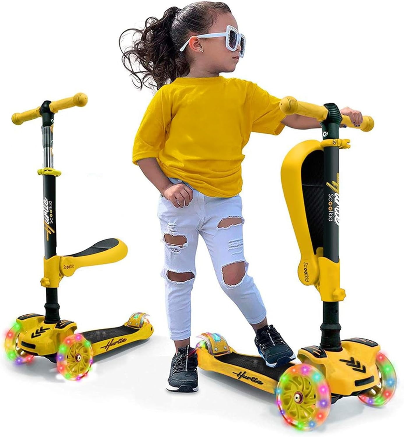 3-Wheeled Scooter for Kids - Wheel LED Lights, Adjustable Lean-to-Steer ...