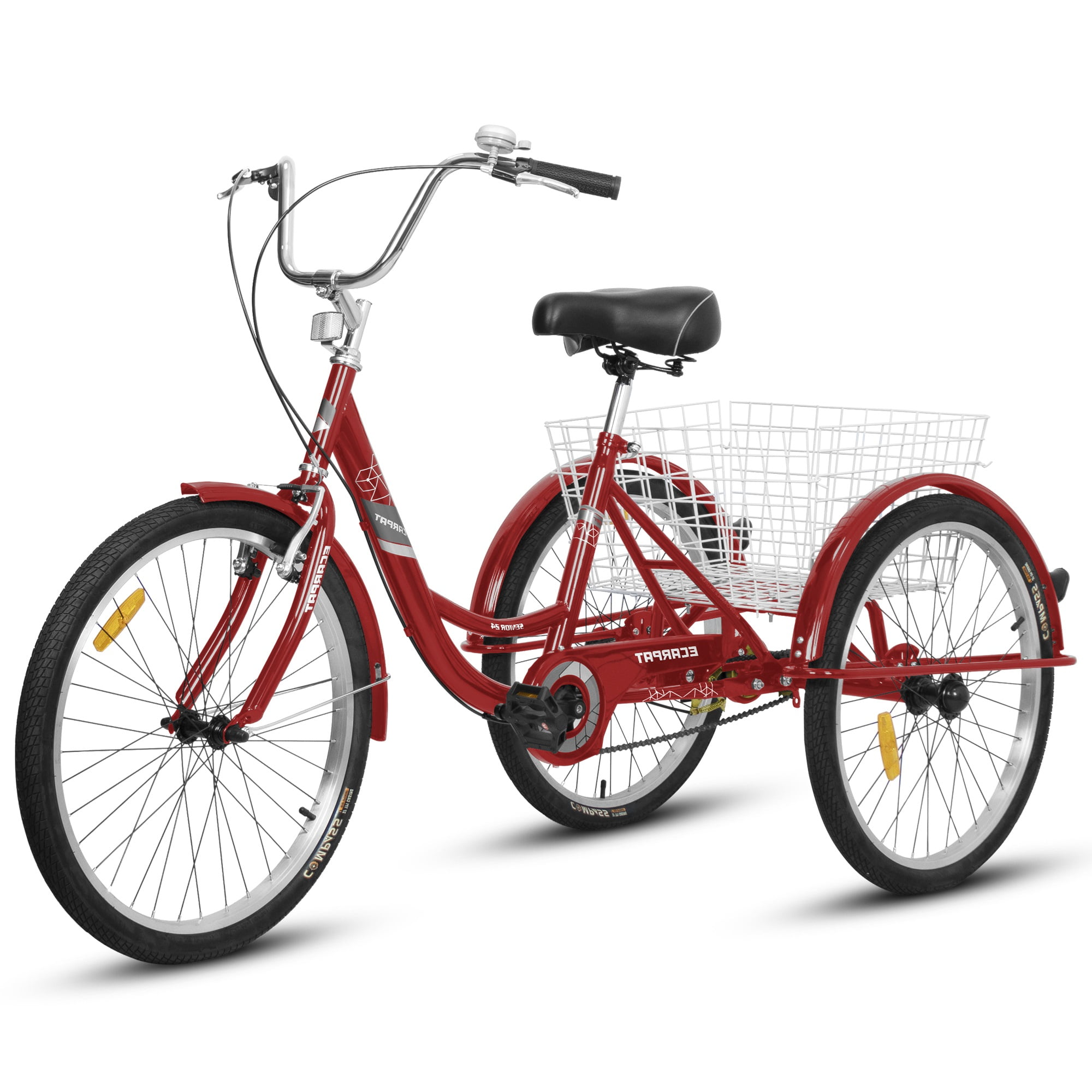 3 Wheels Bike, 24" Tricycles For Mens Womens Seniors with Rear Basket ...