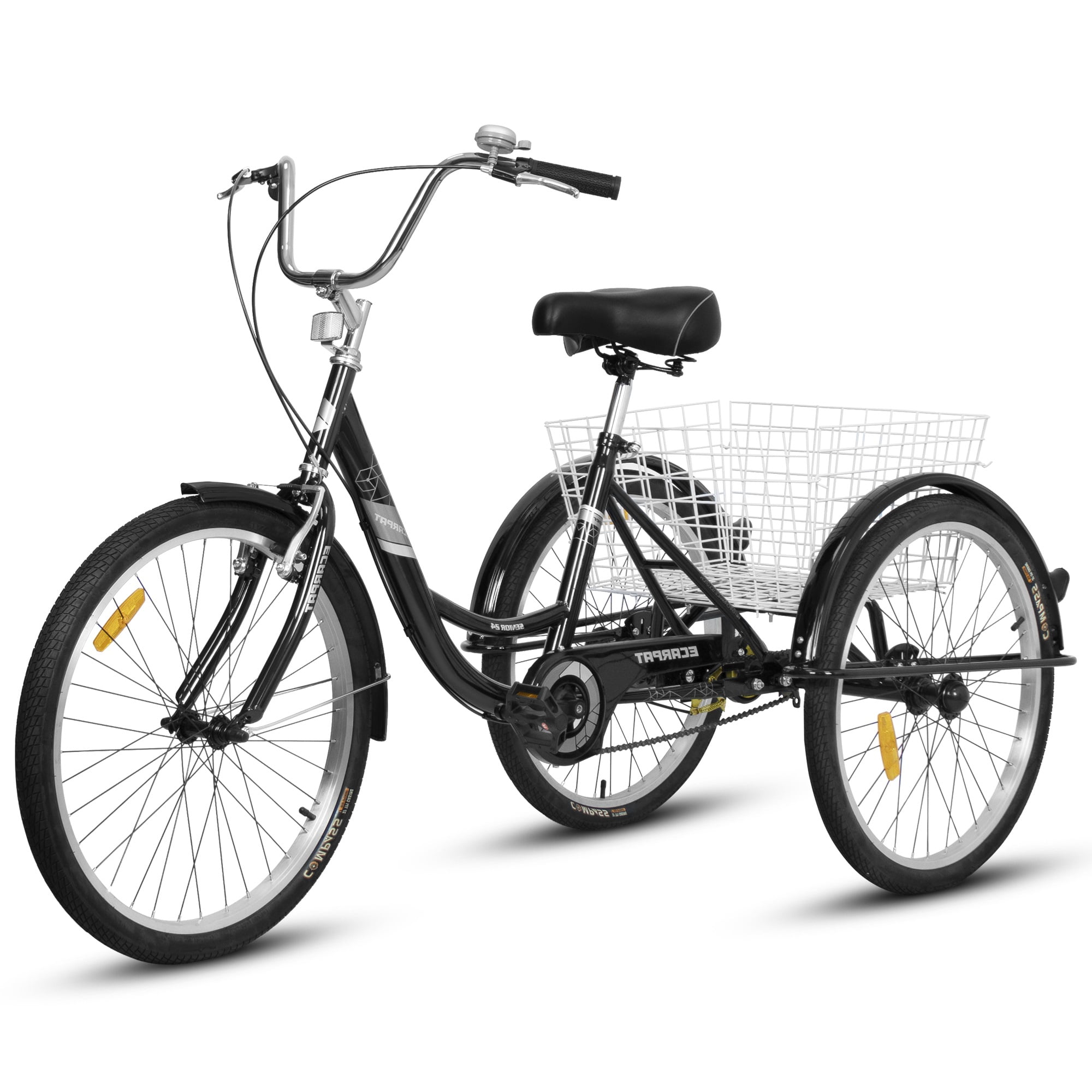 3 Wheels Bike, 24" Tricycles For Mens Womens Seniors with Rear Basket ...