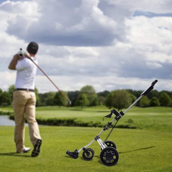 3 Wheels PP+EVA Adjustable Golf Push Cart Push Pull Golf CART Modern ...