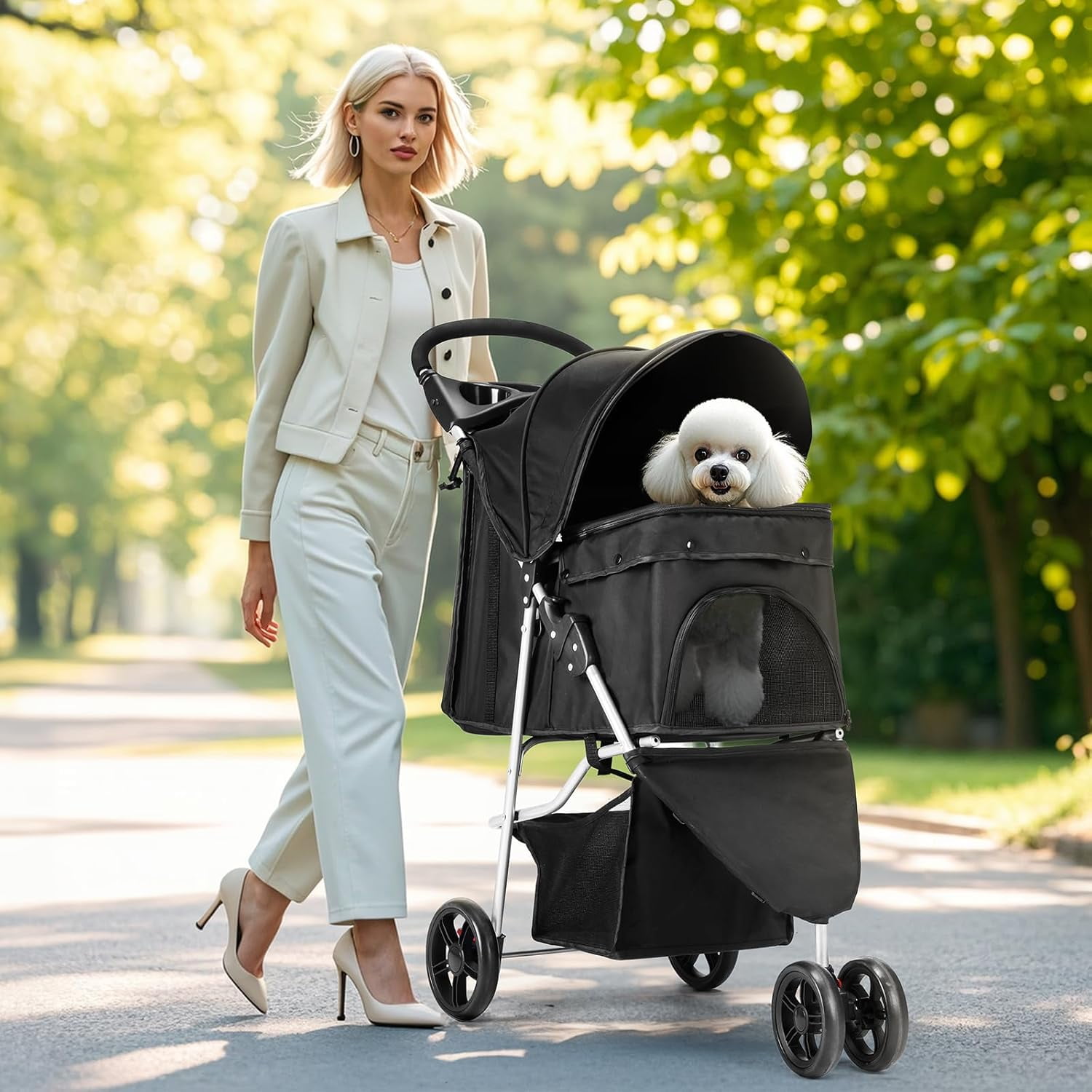 3 Wheels Pet Stroller for Small Dogs and Cats – Foldable Dog Stroller ...