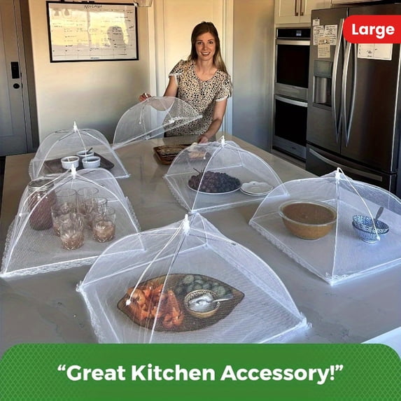of 3 White Food Covers for Picnics, Collapsible Vegetable Protectors ...
