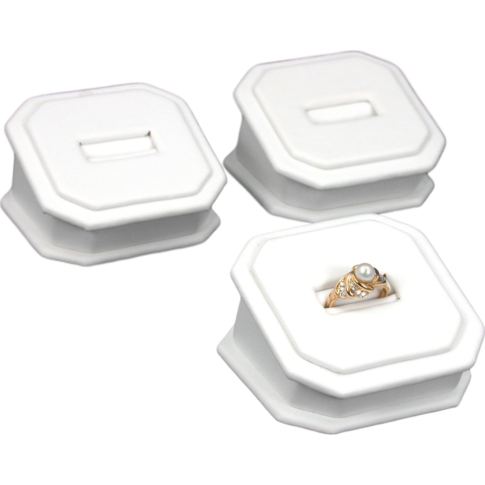 3 White Leather Ring Stands Jewelry Showcase Displays - Walmart.com