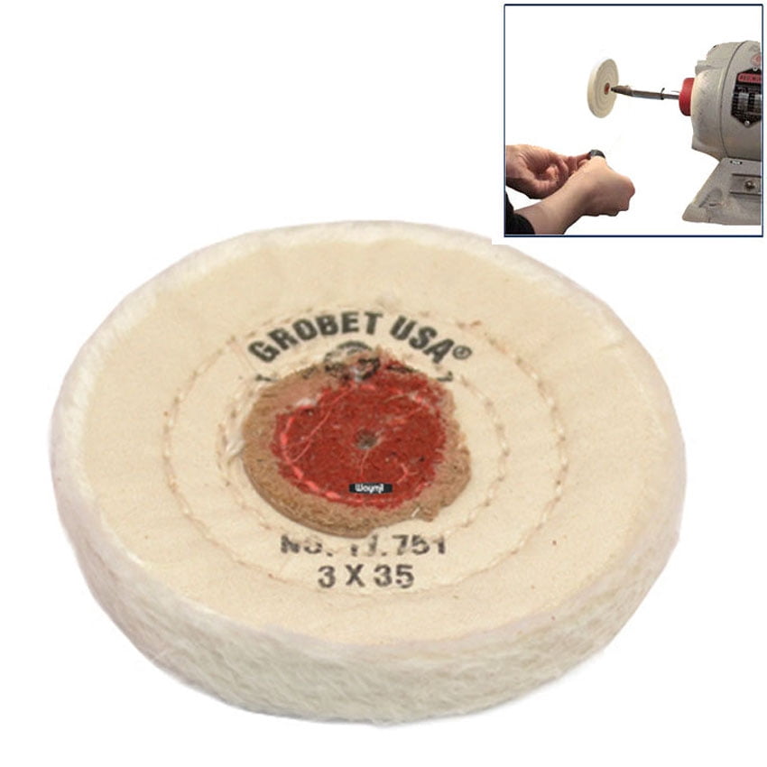 3" White Muslin Buff Jewelry Polishing Buffs Wheel 35ply Leather Center ...