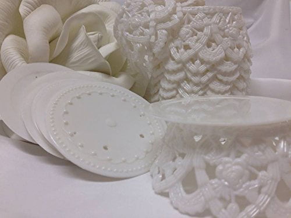 3 White Plastic Rose Flower Cake Base Cake Topper All Party Occasions 3 ...