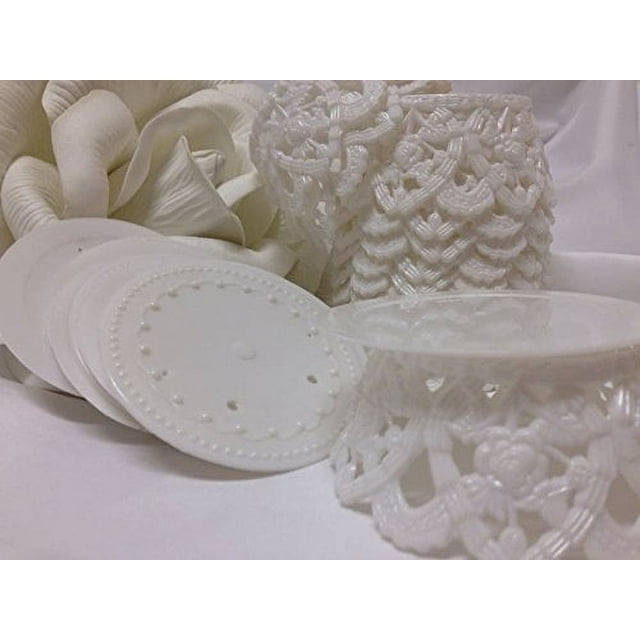 3 White Plastic Rose Flower Cake Base Cake Topper All Party Occasions 3 ...