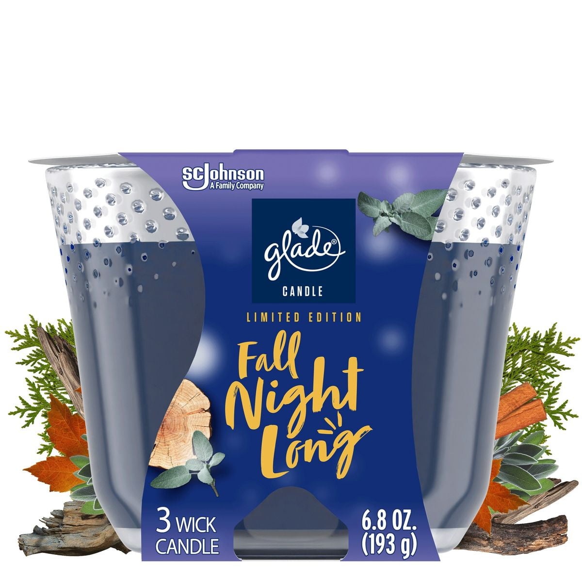 3-Wick Glade Fall Night Long Candle - 6.8oz - Walmart.com