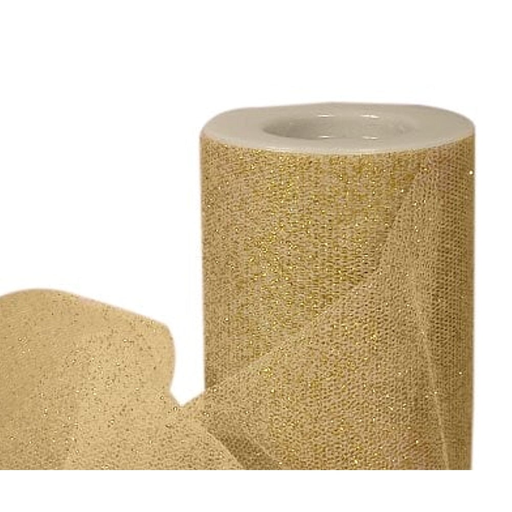 3" Wide Sparkly Metallic Gold Tulle Roll - 25 Yards (9092659) - Walmart.com