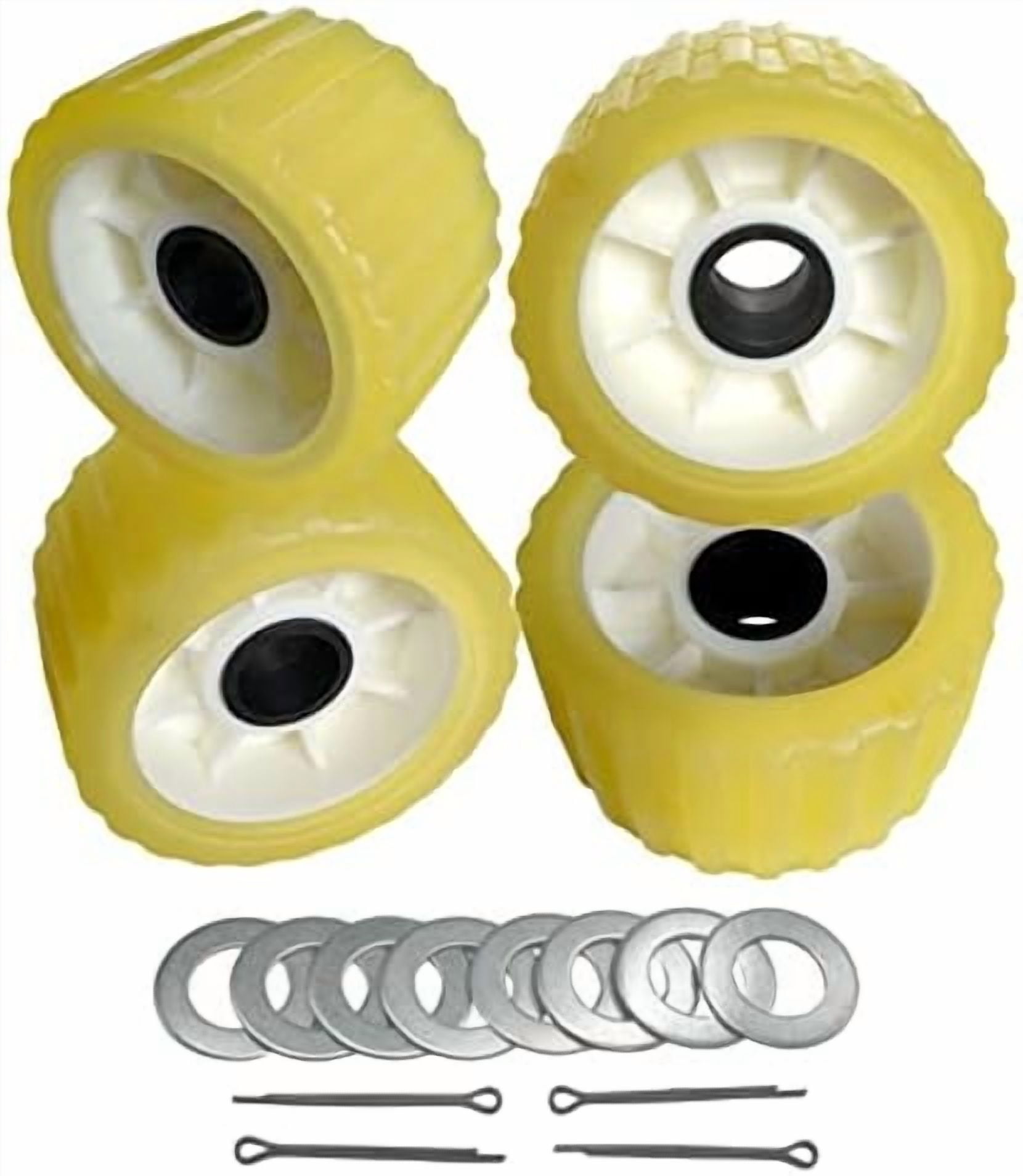 3" Width x 5" OD Boat Trailer Poly Ribbed Wobble Rollers Mounting Hole ...