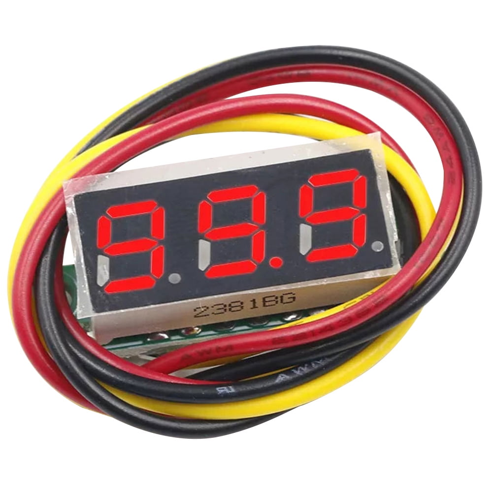 3 Wires Digital Voltage Tester 0-100V 0.28 Inch Mini DC Voltmeter (Red ...