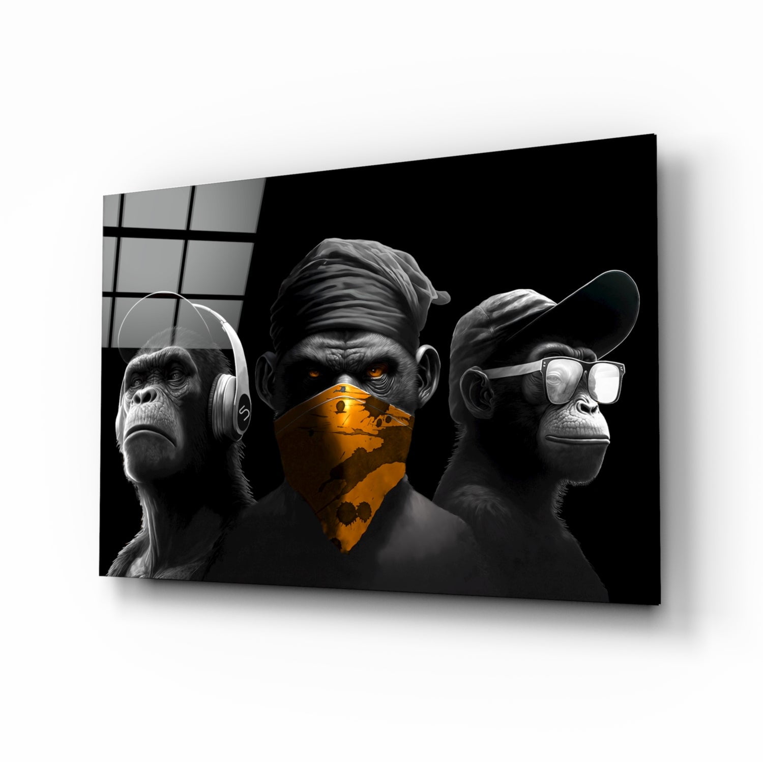 3 Wise Monkeys Chrome Edition Glass Wall Art || Designer Collection - Walmart.com