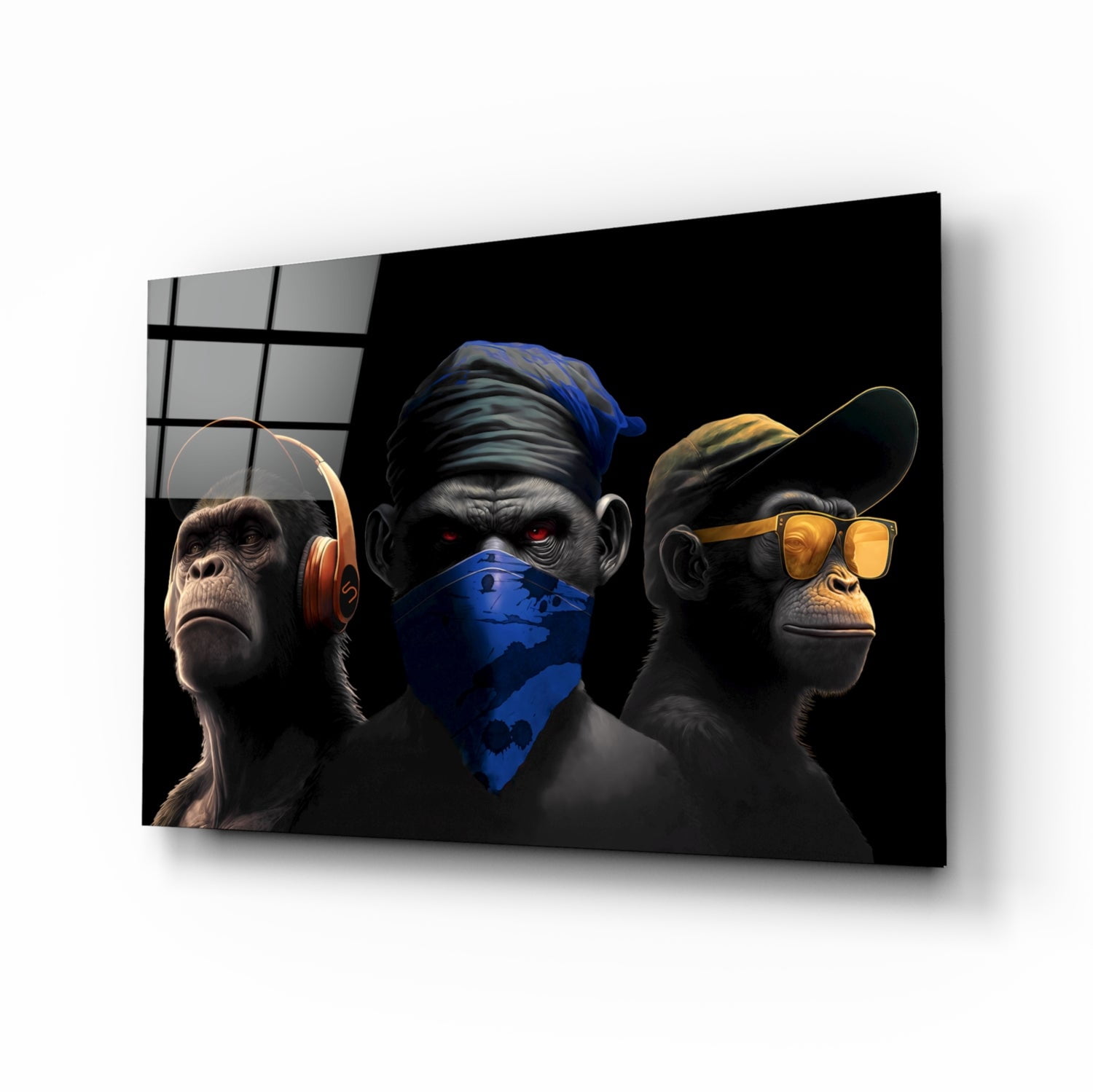 3 Wise Monkeys Glass Wall Art || Designer Collection - Walmart.com