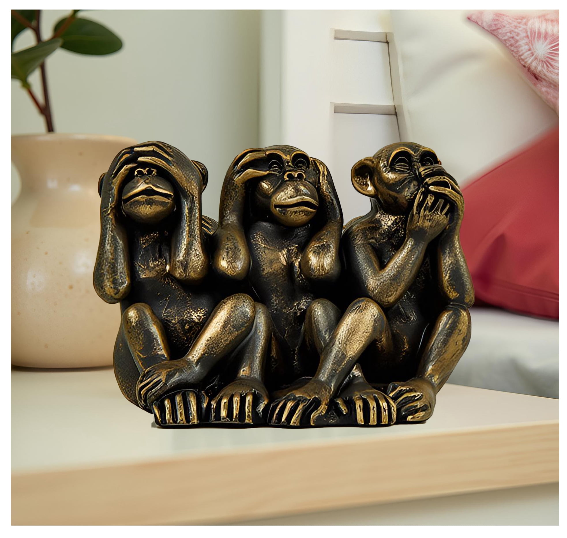 3 Wise Monkeys Statue for Home Decor Accents - Hear no Evil See no Evil ...