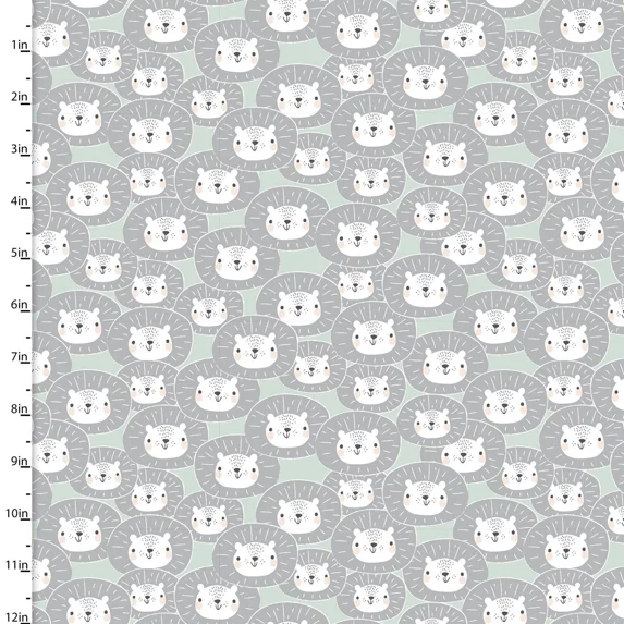 3 Wishes Oh My Safari Smiling Lion Turquoise Cotton Flannel Fabric By ...