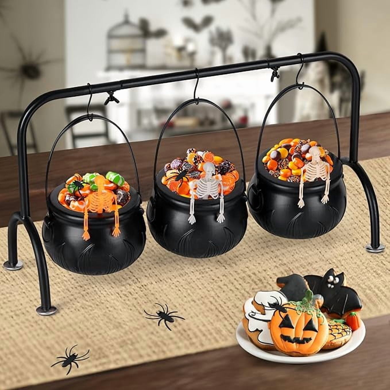 Halloween Witches Cauldron Serving Bowls Set of 3 on Rack - Black ...