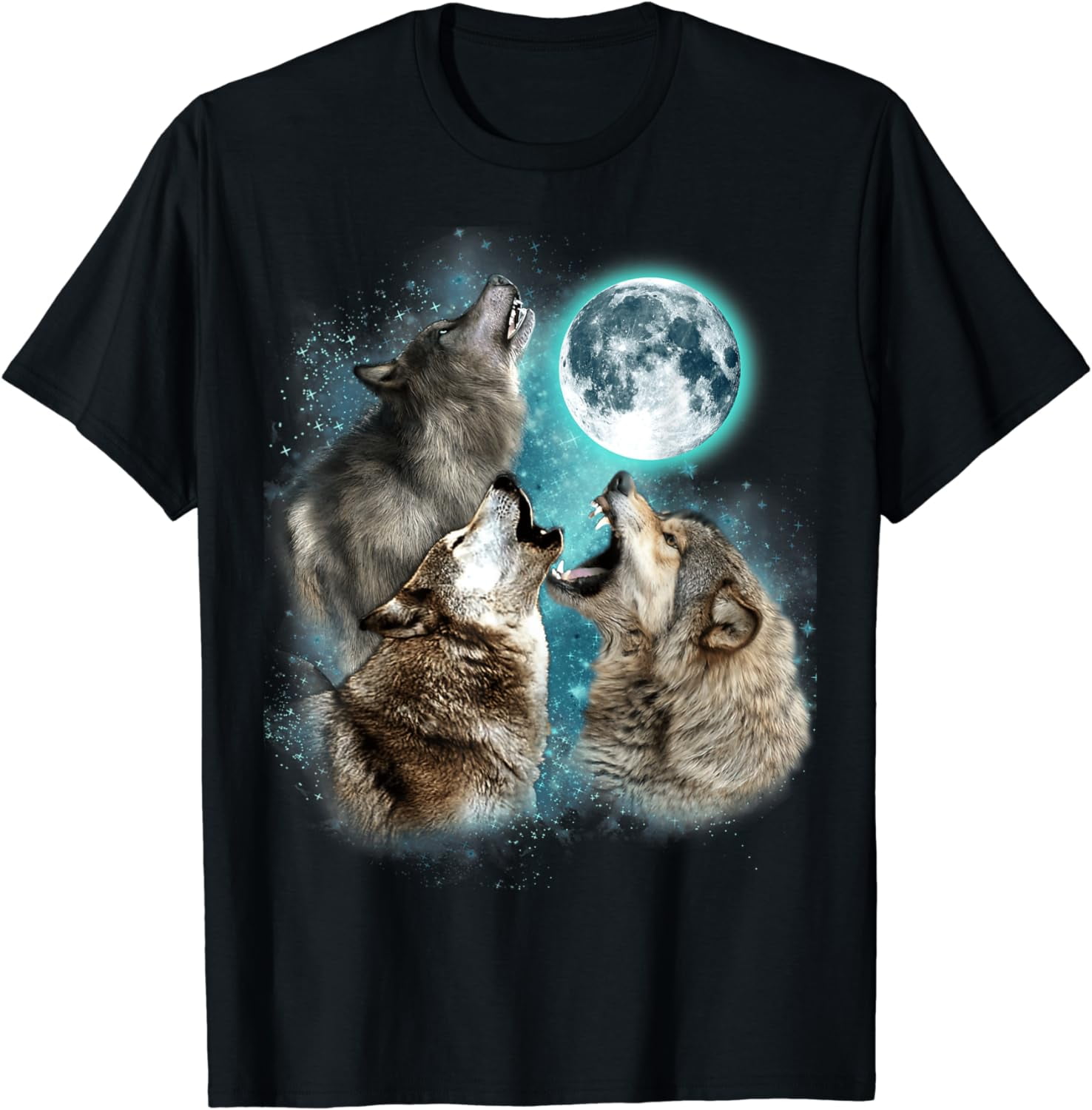 3 Wolf Moon Howling Wolf Head Funny Wolves For Men, Women T-Shirt ...