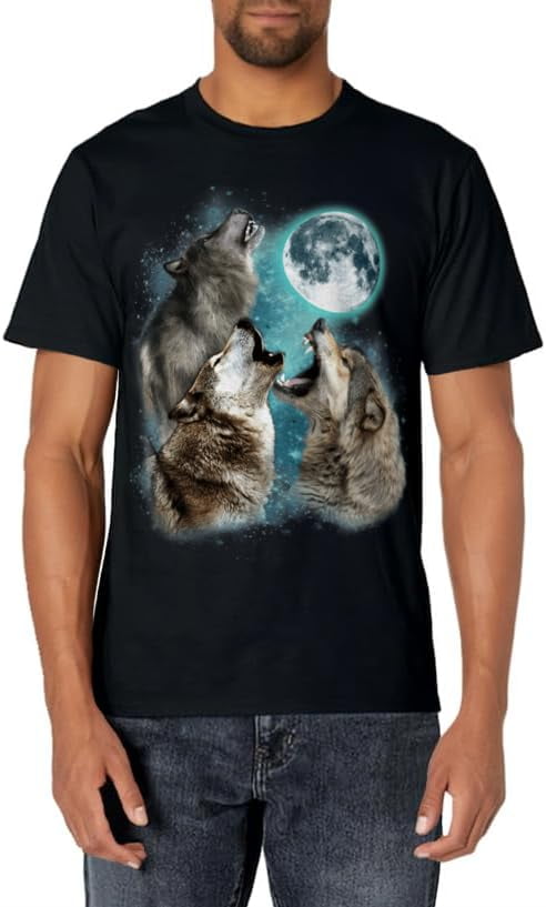 3 Wolf Moon Howling Wolf Head Funny Wolves For Men, Women T-Shirt ...