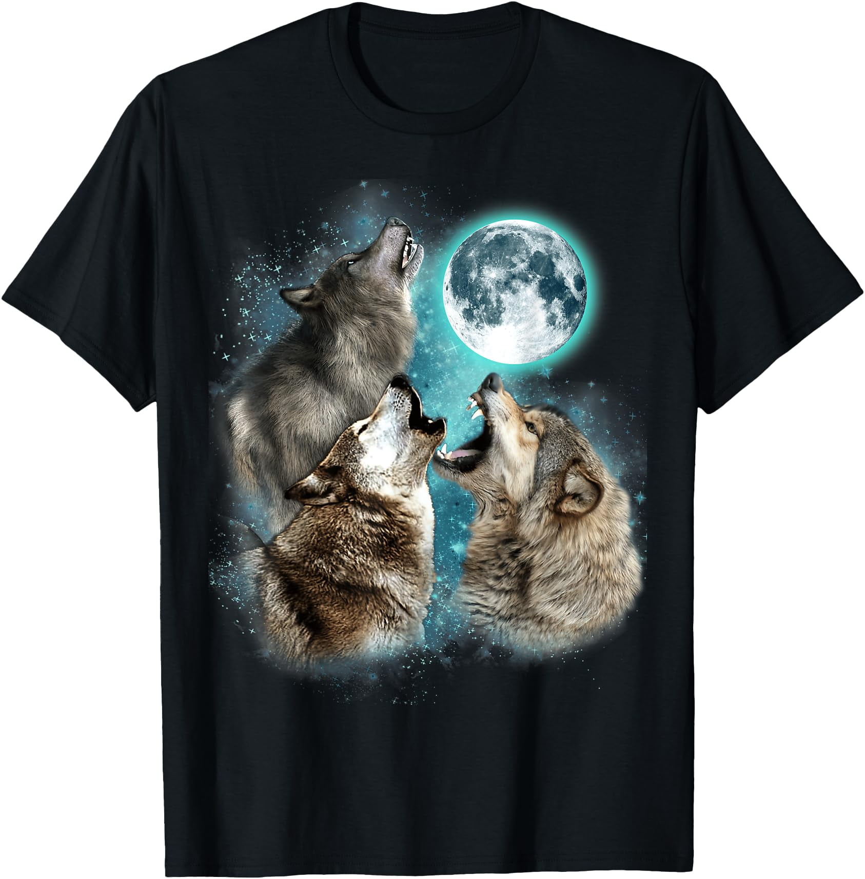3 Wolf Moon Howling Wolf Head Funny Wolves Unisex T-Shirt for Men Women ...