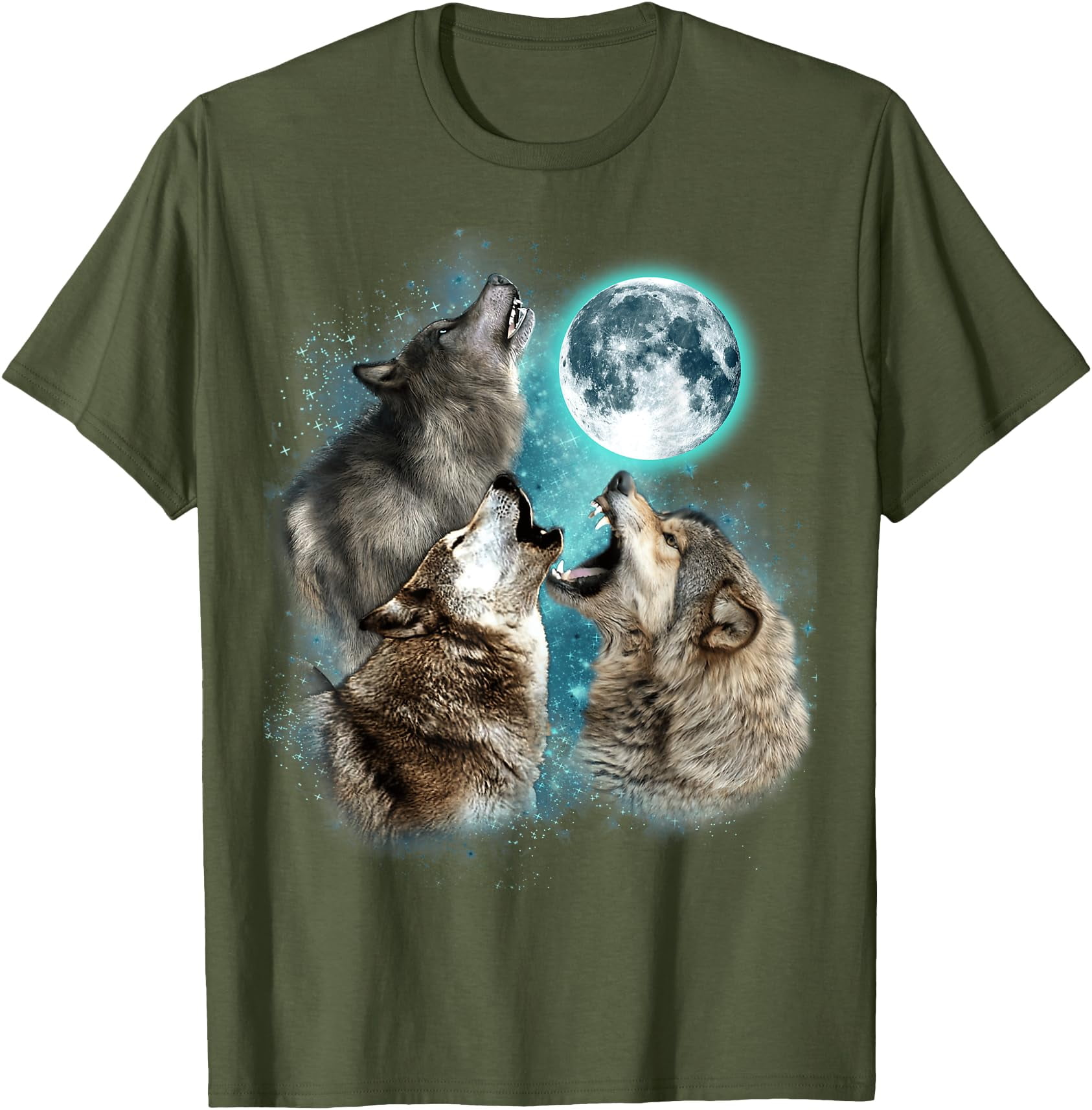 3 Wolf Moon Howling Wolf Head Funny Wolves Unisex T-Shirt for Men Women ...