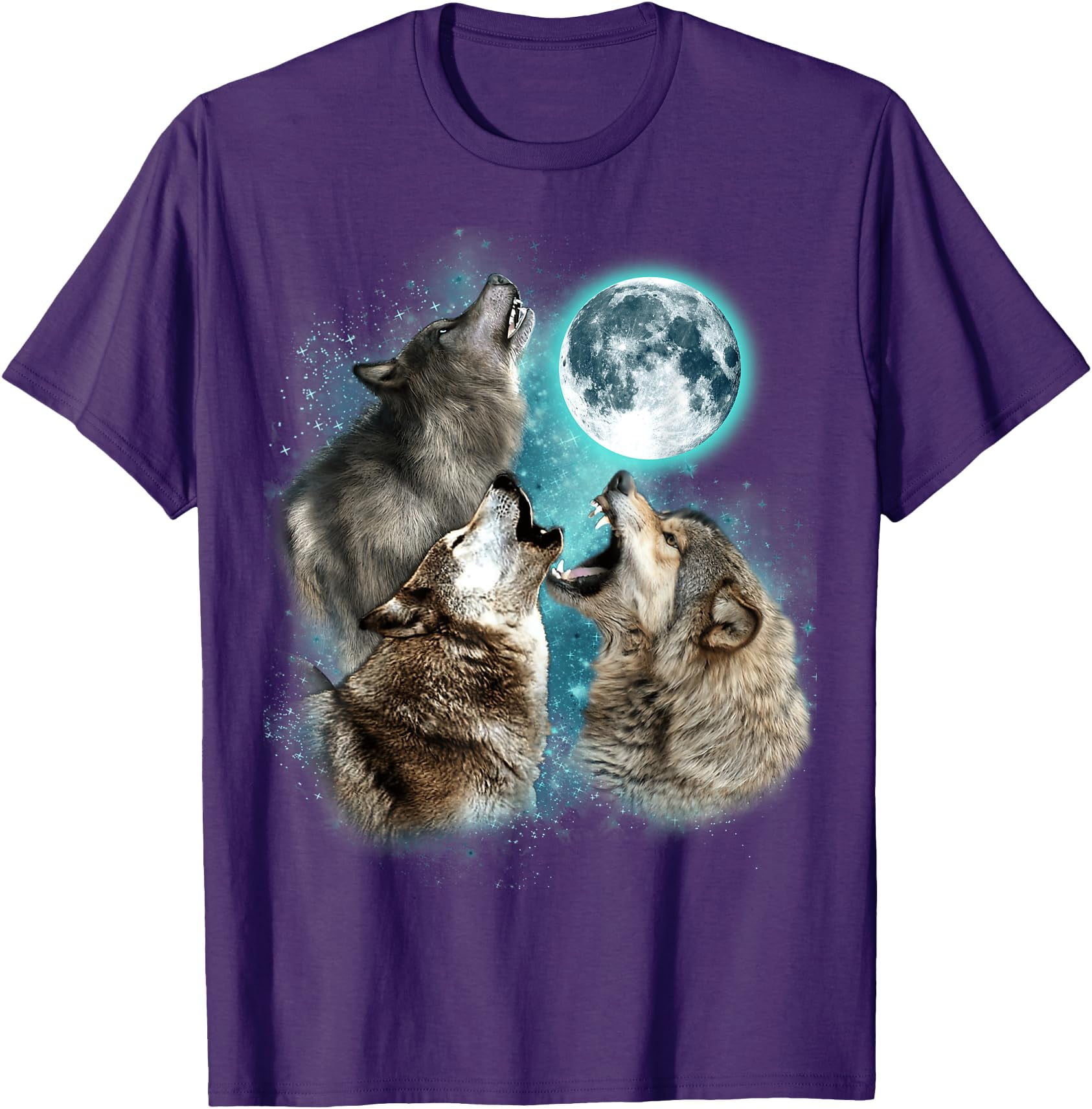 3 Wolf Moon Howling Wolf Head Funny Wolves Unisex T-Shirt for Men Women ...