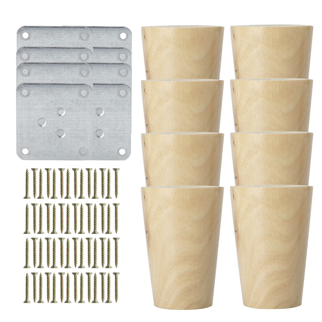 3" Wood Furniture Leg Table Sofa Desk Feet Round Leg Replacement 8 Pack ...