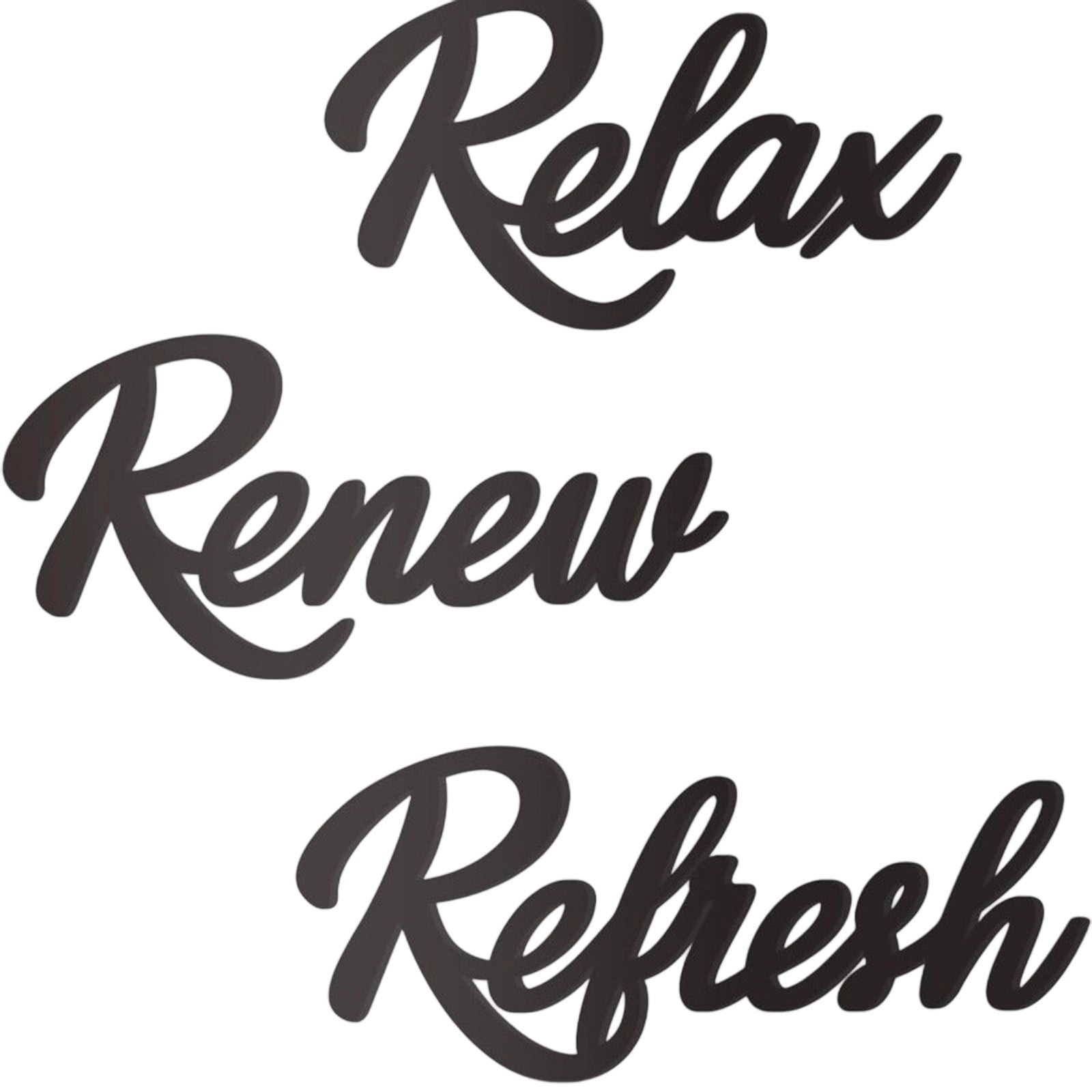 3 Wooden Bathroom Wall Sign Decor Set, Relax Refresh Renew Plaques, Spa ...