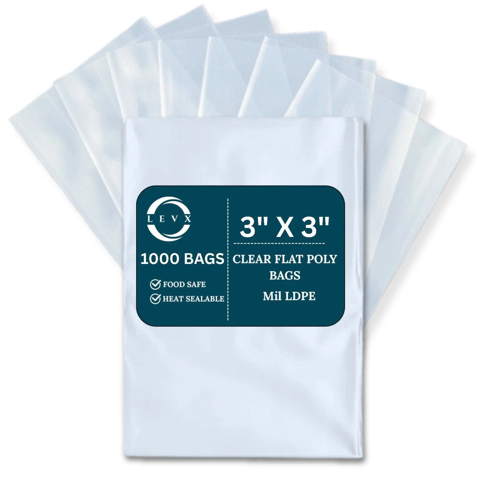 3" X 3" Size 1000 Bags Clear Flat Poly Bag, Low-Density Polyethylene ...