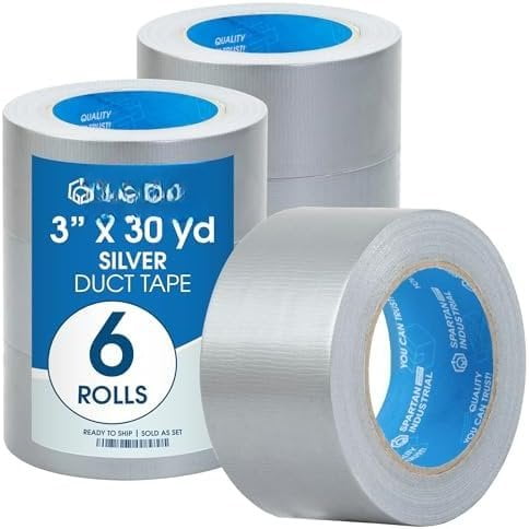 - 3" X 30 yd Water-Resistant Tape - 6 Heavy-Duty Duct Tape Rolls for ...
