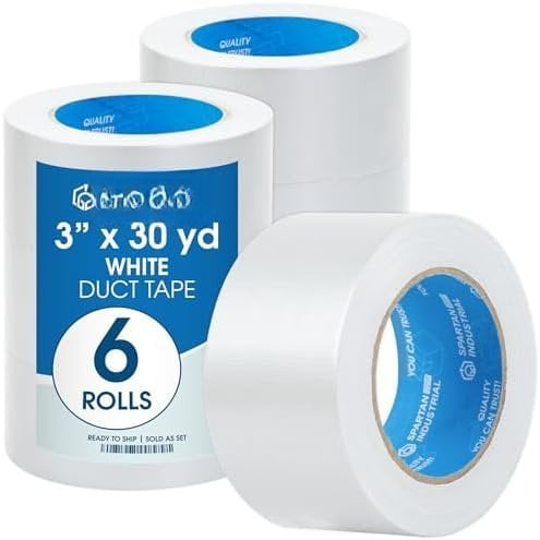 - 3" X 30 yd Water-Resistant White Tape - 6 Heavy-Duty Duct Tape Rolls ...